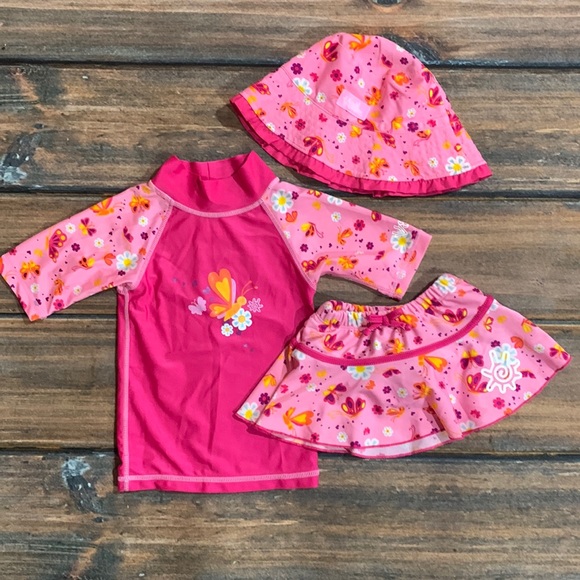 Uv Skinz | Swim | Uv Skinz Upf 5 Girls 218 Month 3piece Swim Set Pink ...